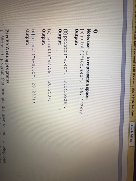 Solved printf ("%6d, %4d", 25, 1234); Output: printf | Chegg.com