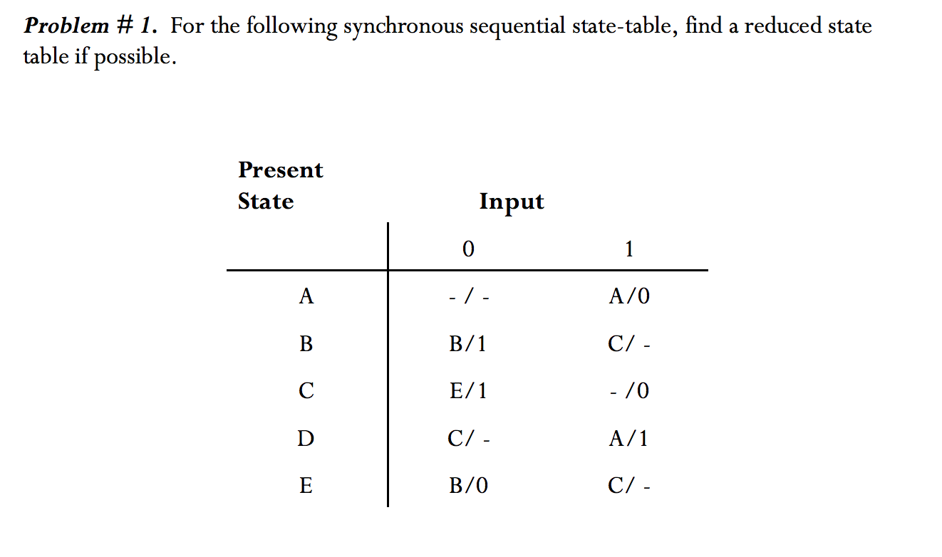 Solved For the following synchronous sequential state-table, | Chegg.com