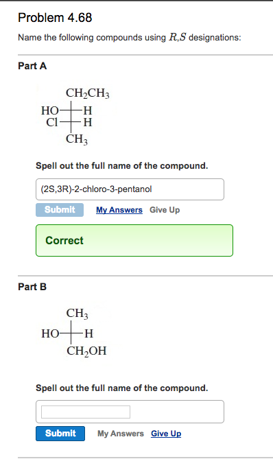Solved Problem 4.68 Name the following compounds using R.S | Chegg.com