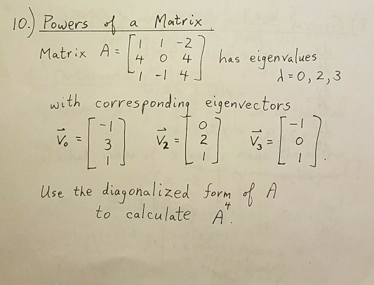 Solved 10.) rowers a Matrix Matrix A2 4 04 has eigenvalues I | Chegg.com