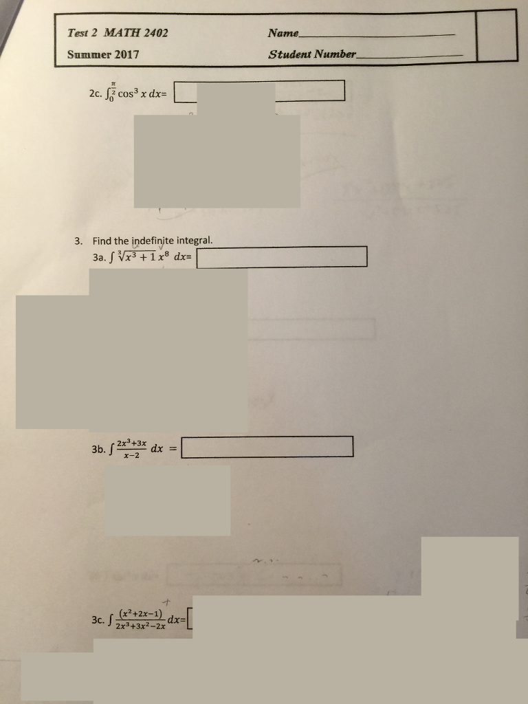 Solved find definite integrals 2C and also the rest of the | Chegg.com
