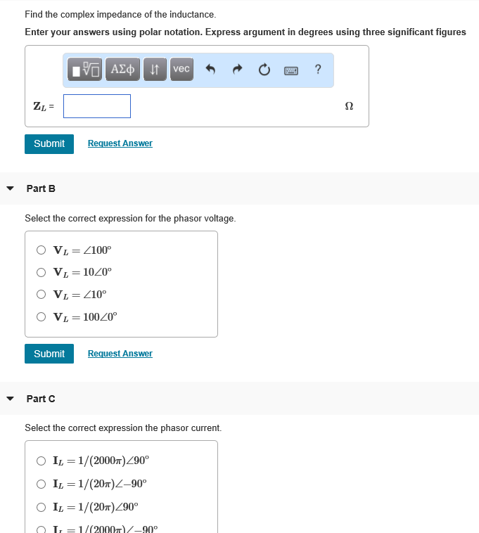 Find the complex impedance of the inductance. Enter | Chegg.com
