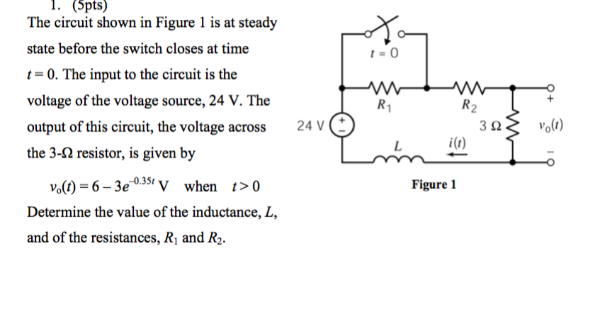 Solved I. (Spts) The circuit shown in Figure 1 is at steady | Chegg.com Solved I. (Spts) The circuit shown in Figure 1 is at steady | Chegg.com