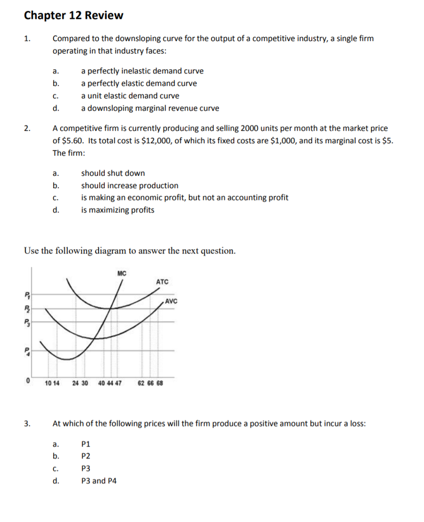 Solved Chapter 12 Review Compared to the downsloping curve | Chegg.com