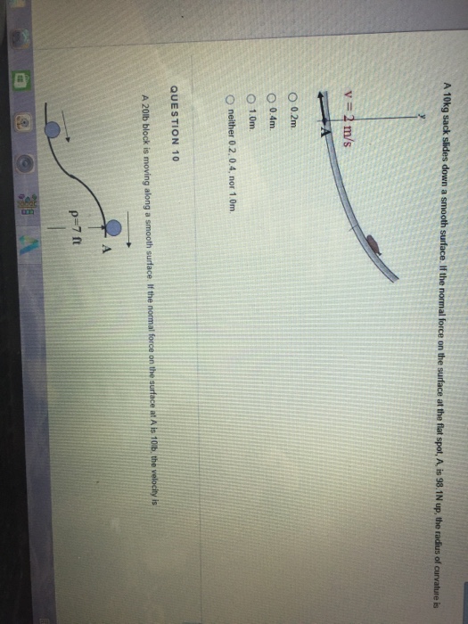 Solved A 10 kg sack slides down a smooth surface. If the | Chegg.com