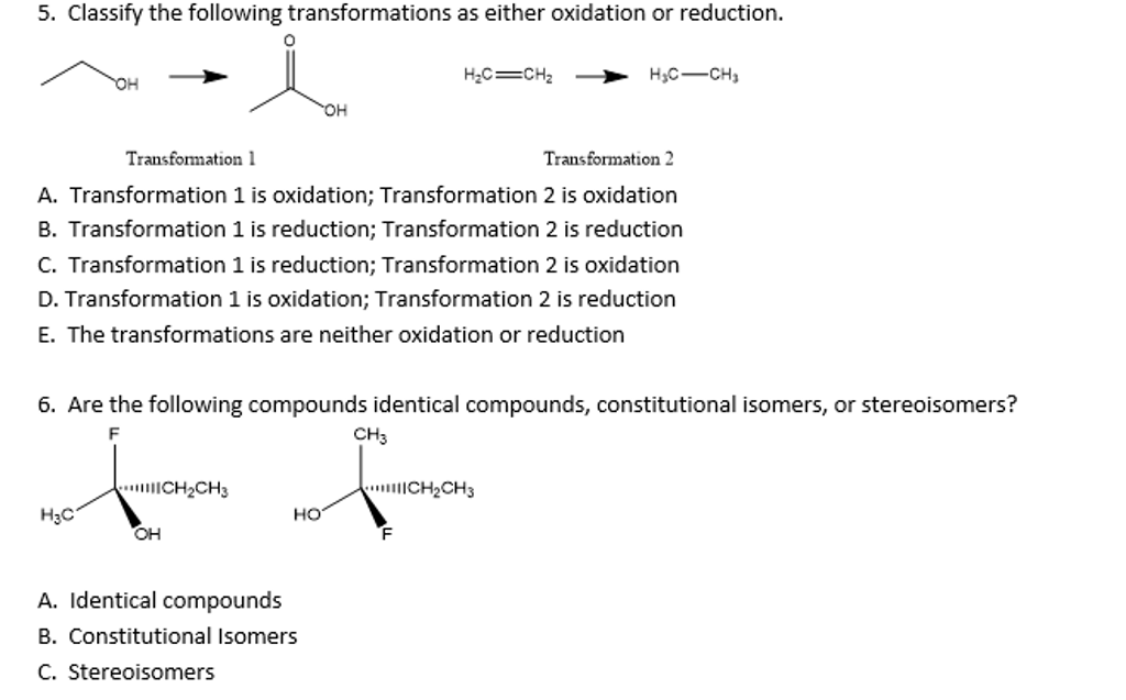 Solved Classify the following transformations as either | Chegg.com