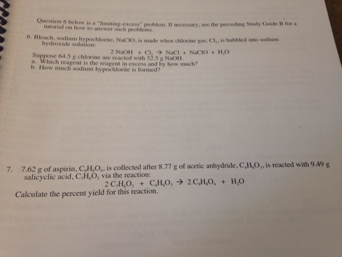Solved 7. 7.62 g of aspirin, C9H8)4, is collected after | Chegg.com