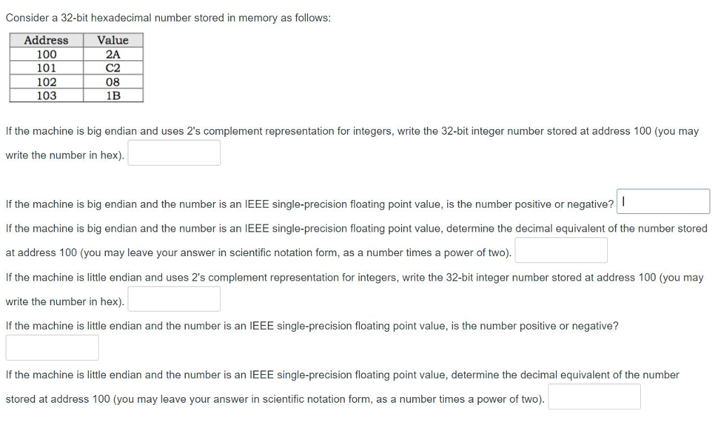 Solved Consider A 32 Bit Hexadecimal Number Stored In Memory