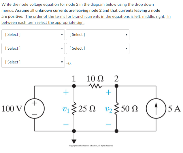 Solved Write the node voltage equation for node 2 in the | Chegg.com