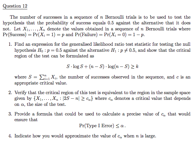 Question 12 The number of successes in a sequence of | Chegg.com