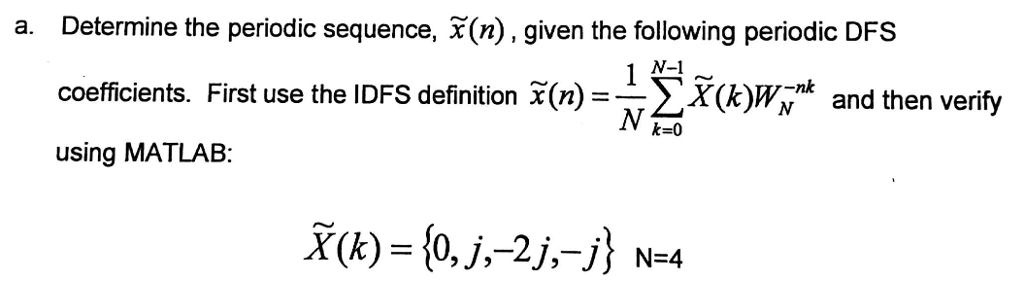 Solved Determine the periodic sequence, x(n), given the | Chegg.com