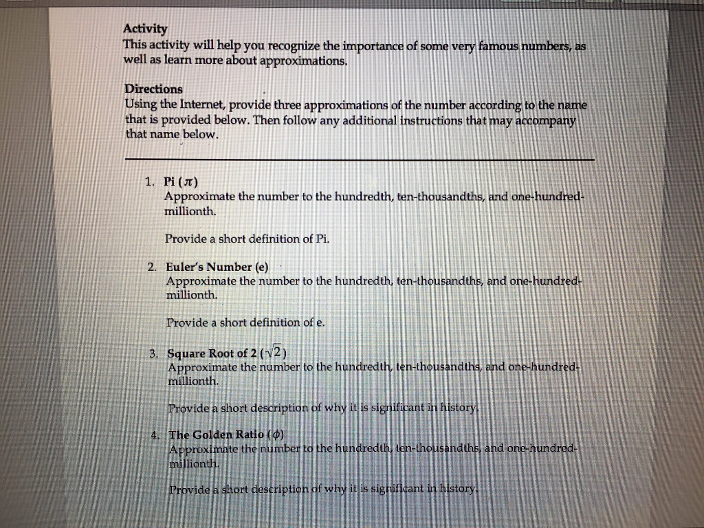 Solved Activity This activity will help you recognize the | Chegg.com