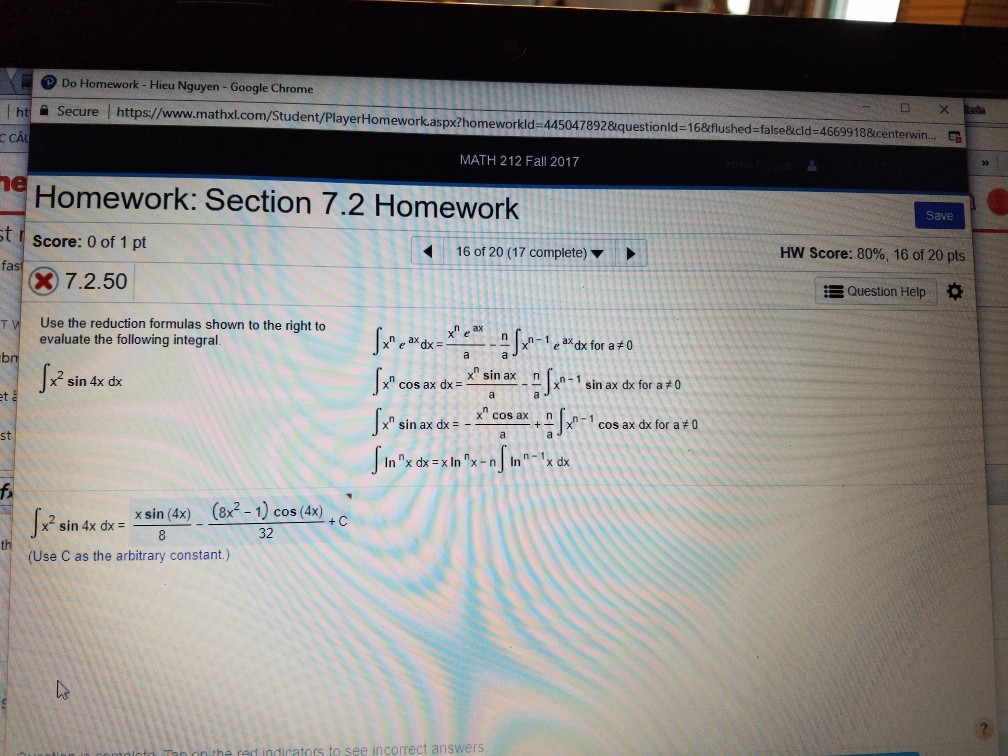 Solved Use the reduction formulas shown to the right to | Chegg.com