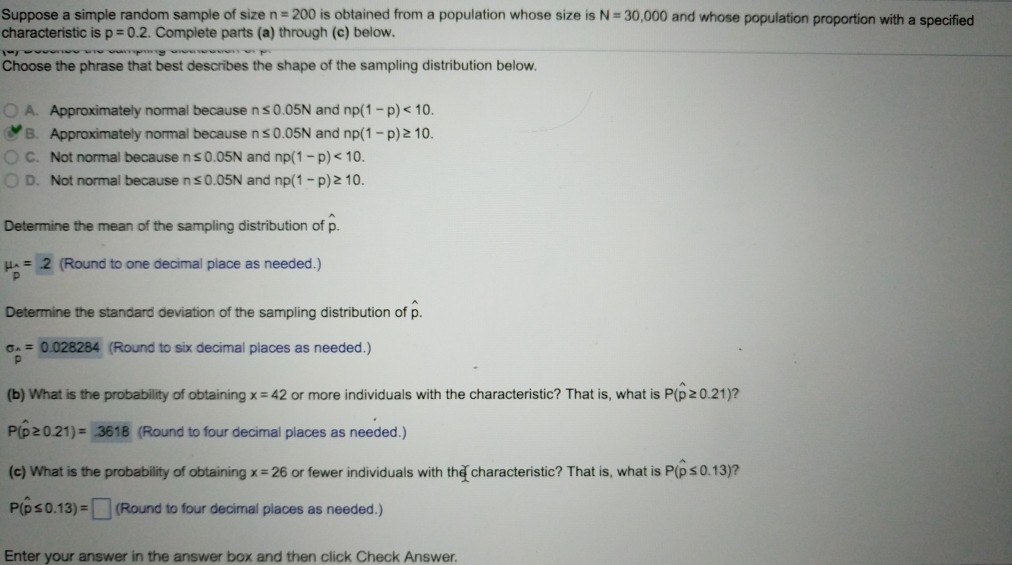 Solved Suppose a simple random sample of size n 200 is | Chegg.com