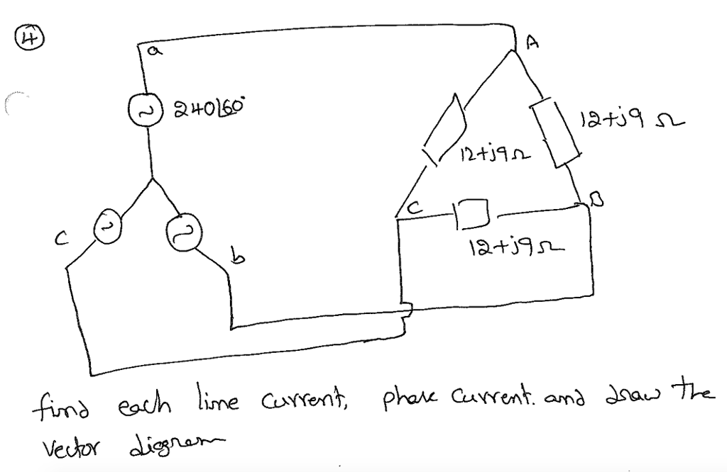 Solved Find each line current, phase current and draw the | Chegg.com