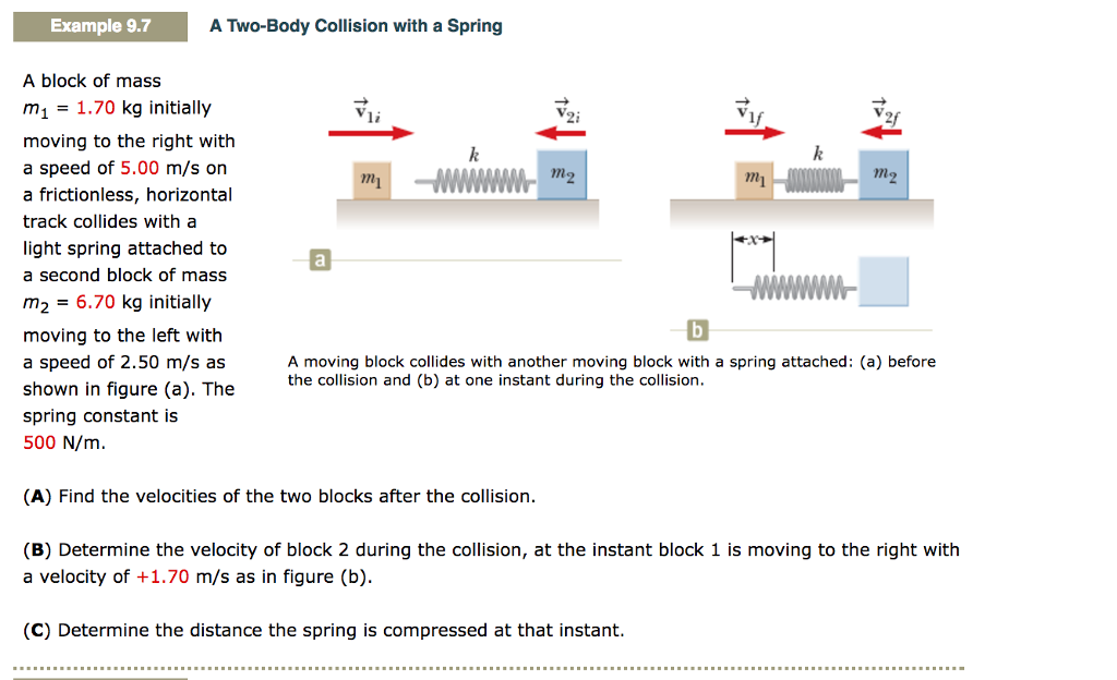 Solved Example 9.7 A Two-Body Collision with a Spring A | Chegg.com