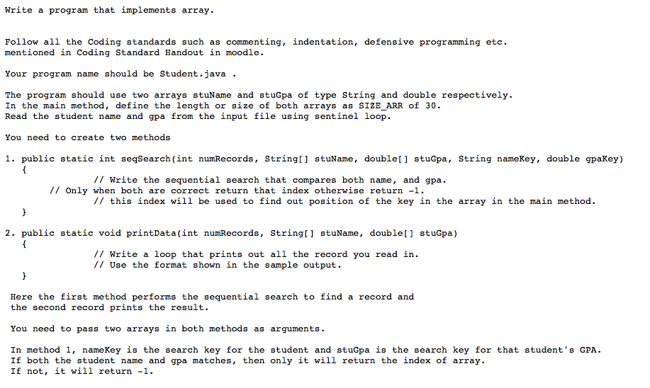 Solved Write A Program That Implements Array Follow All The 9099