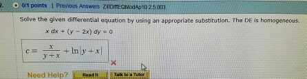 Solved Solve the given differential equation by using an | Chegg.com