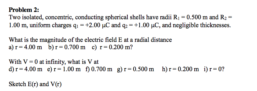Solved Two isolated, concentric, conducting spherical shells | Chegg.com