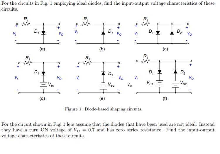 Solved For the circuits in Fig. 1 employing ideal diodes, | Chegg.com