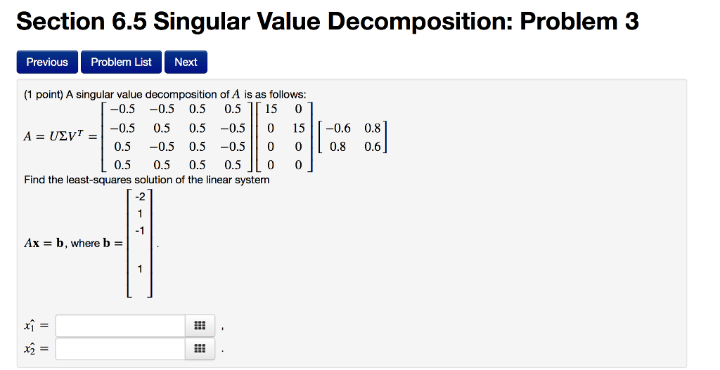 Solved A singular value decomposition of A is as follows: A | Chegg.com