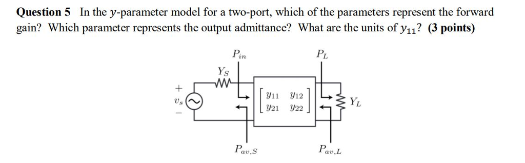 Solved Question 5 In the y-parameter model for a two-port, | Chegg.com