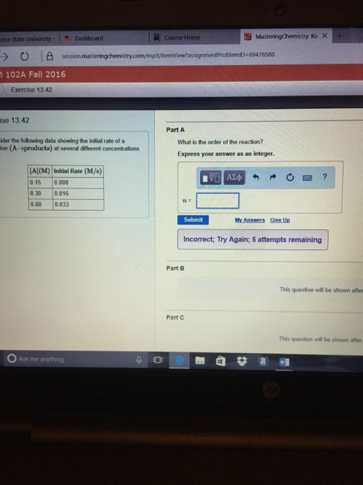 Solved Consider the following data showing the initial rate | Chegg.com