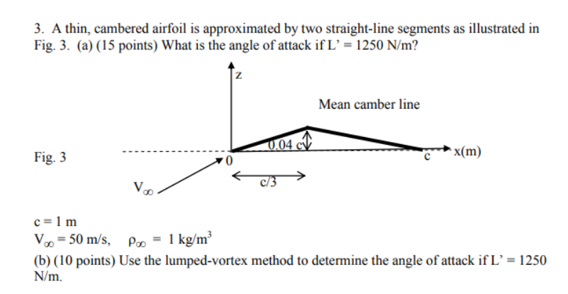 Solved 3. A thin, cambered airfoil is approximated by two | Chegg.com