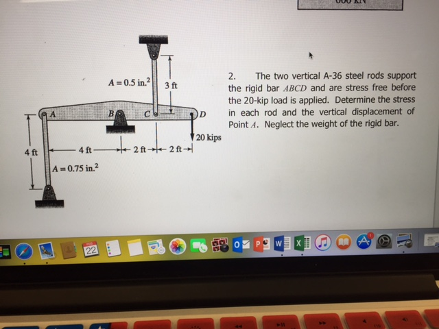Solved The two vertical A-36 steel rods support the rigid | Chegg.com