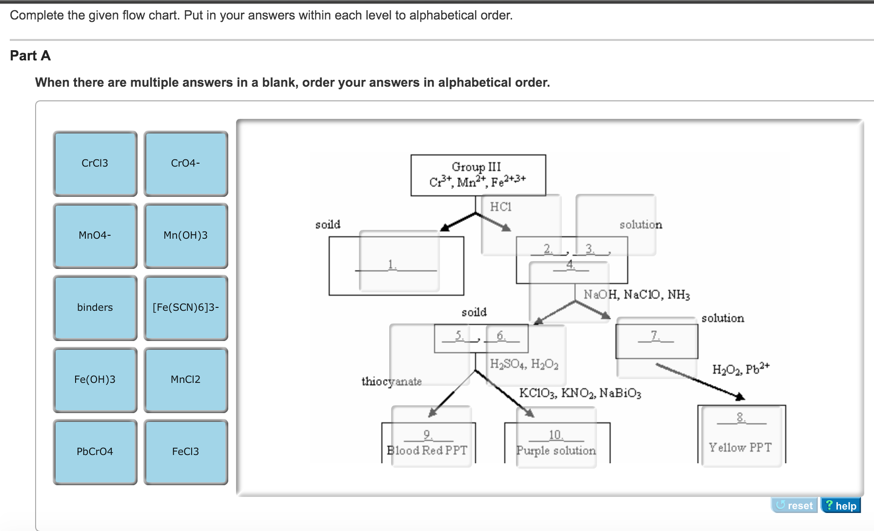 Complete the flow chart for Group 3 ions ***ANSWERS | Chegg.com