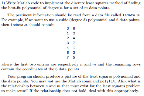 Solved 1) Write Matlab code to implement the discrete least | Chegg.com