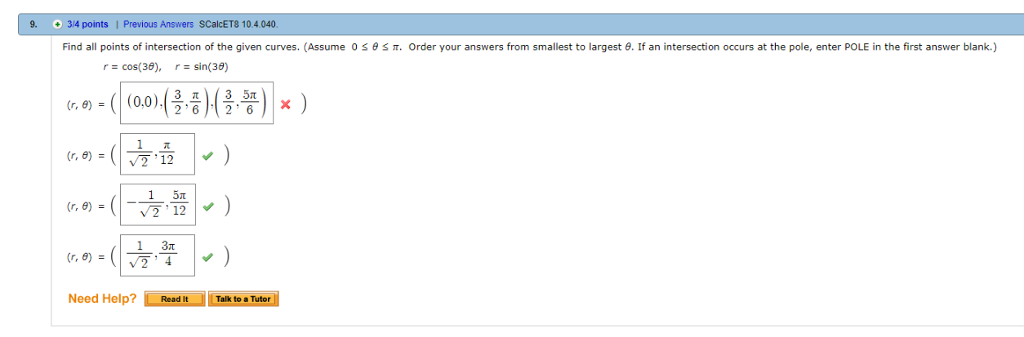 Solved 9. 3/4 points | Previous Answers SCalcET8 10.4.040 | Chegg.com