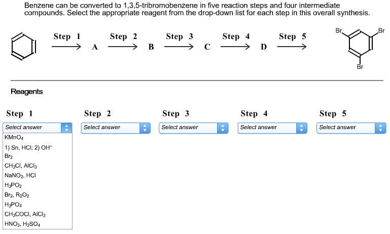 Solved Benzene can be converted to 1,3,5-tribromobenzene in | Chegg.com