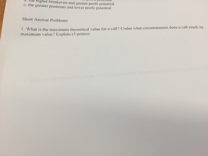 Solved Short Answer problems What is the maximum theoretical | Chegg.com