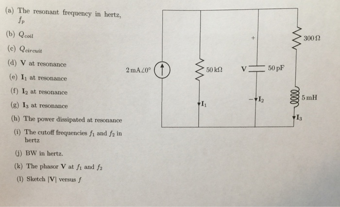 Solved (a) The resonant frequency in hertz, ふ 300 Ω (b) | Chegg.com