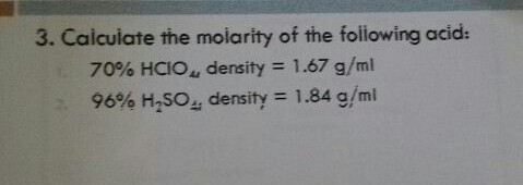 Solved calculate the molarity of the following acid (full | Chegg.com
