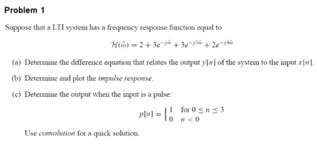 Solved Suppose that a LTI system has a frequency response | Chegg.com
