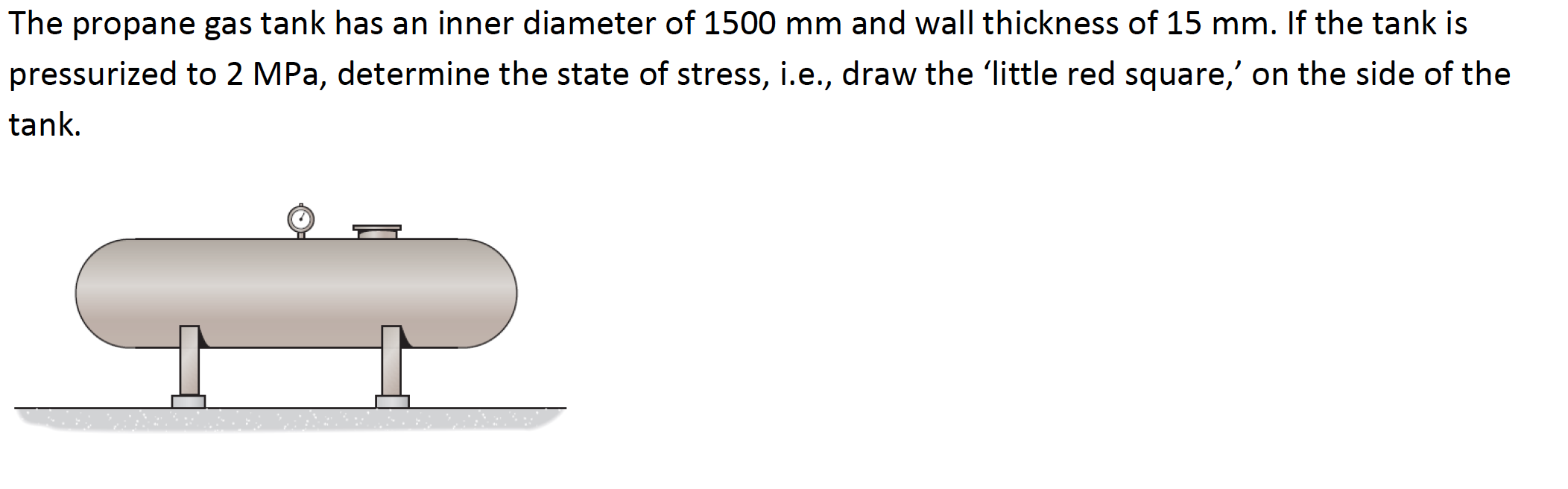 Solved The propane gas tank has an inner diameter of 1500 mm | Chegg.com