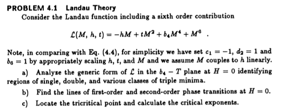 Landau Theory Consider the Landau function including | Chegg.com