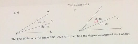 Solved The line BD bisects the angle ABC, solve for x then | Chegg.com