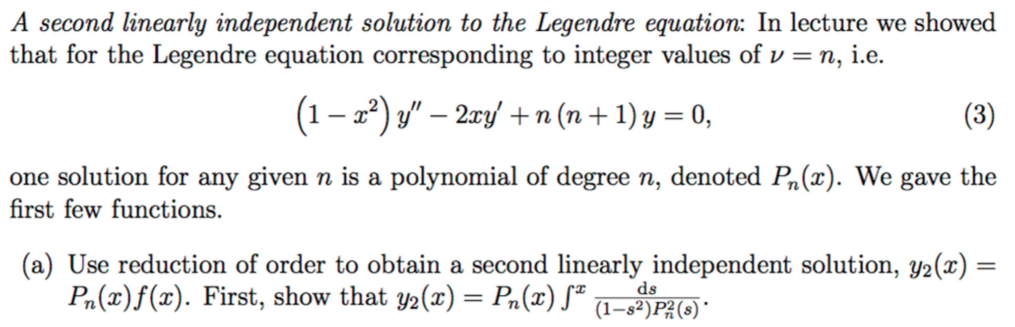 Solved A second linearly independent solution to the | Chegg.com