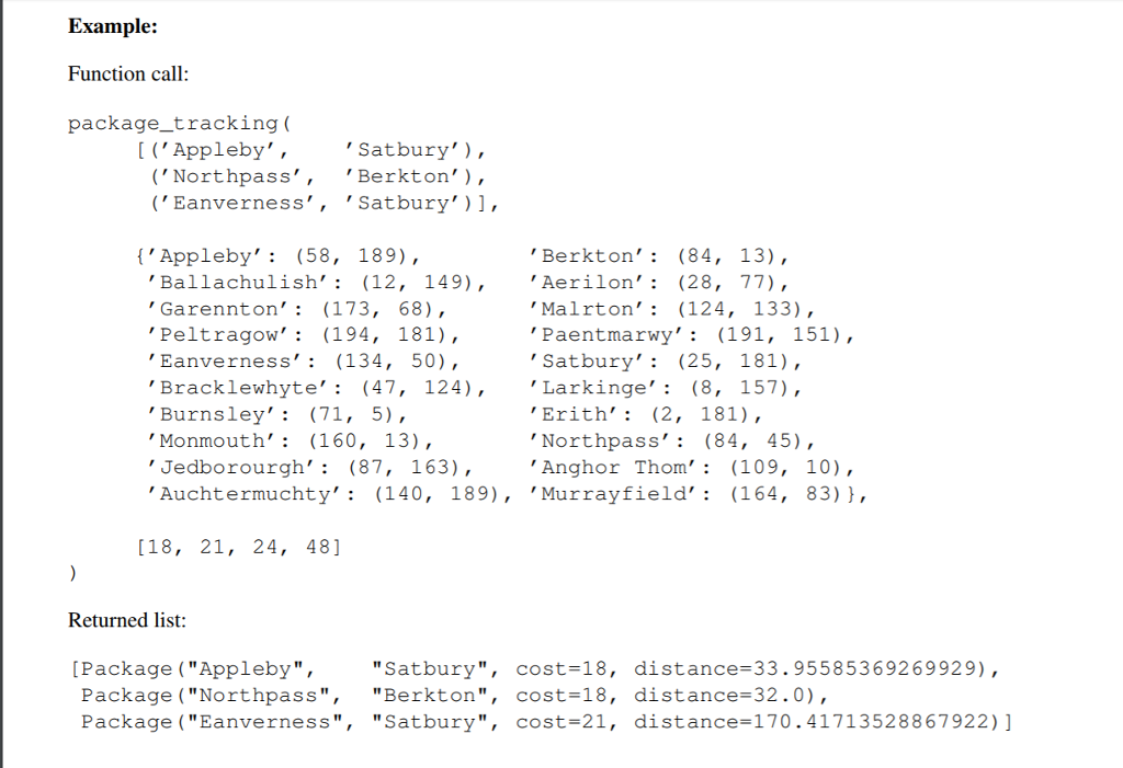 Solved Part II: Tracking Packages (20 points) Complete the | Chegg.com