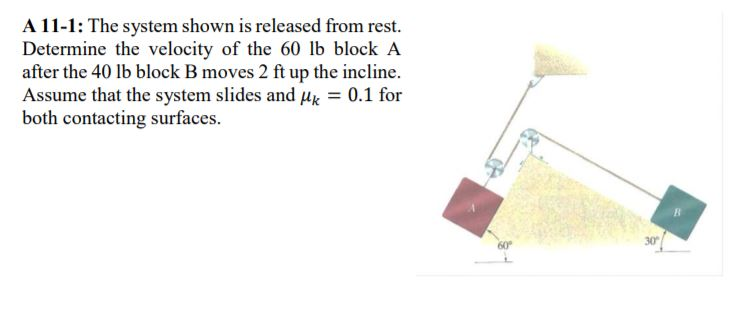 Solved A 11-1: The system shown is released from rest. | Chegg.com