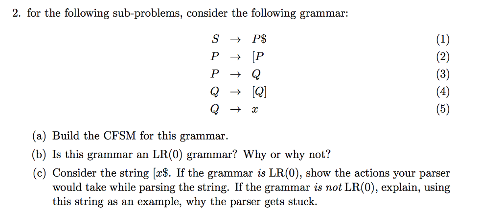 Solved 2. for the following sub-problems, consider the | Chegg.com