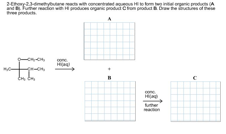 Solved 2-Ethoxy-2,3-dimethylbutane reacts with concentrated | Chegg.com