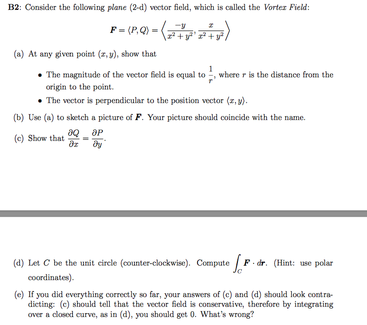 Solved Consider the following plane (2-d) vector field, | Chegg.com
