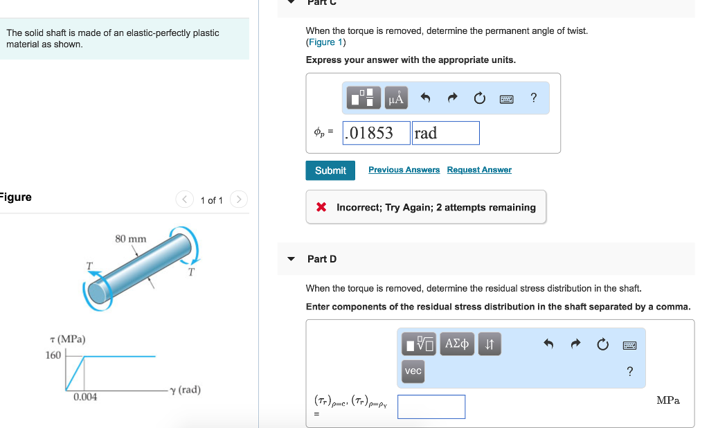 Solved art The solid shaft is made of an elastic-perfectly | Chegg.com