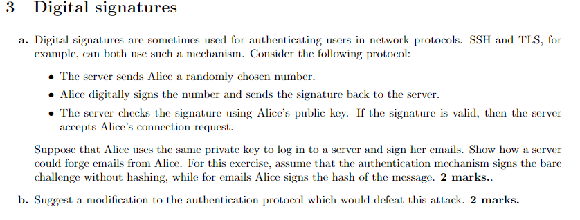 Solved 3 Digital signatures a. Digital signatures are | Chegg.com