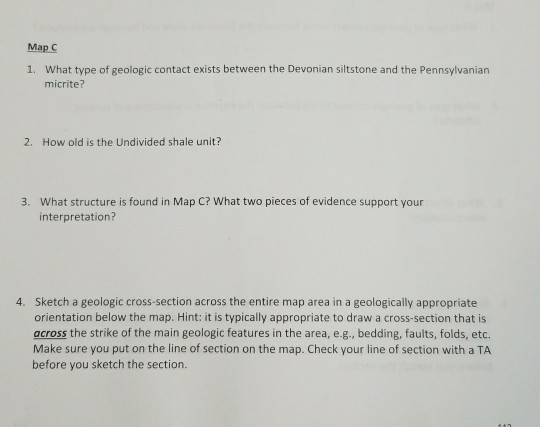 Solved Map C What type of geologic contact exists between | Chegg.com