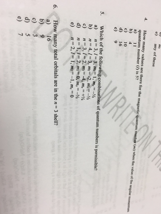 Solved How many values are there for the magnetic quantum | Chegg.com